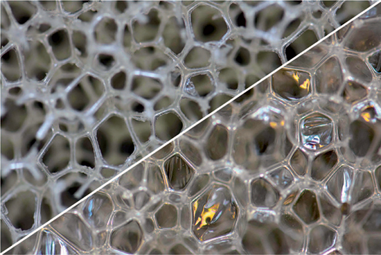 Des mousses solides comportant de fines membranes absorbent fortement ...